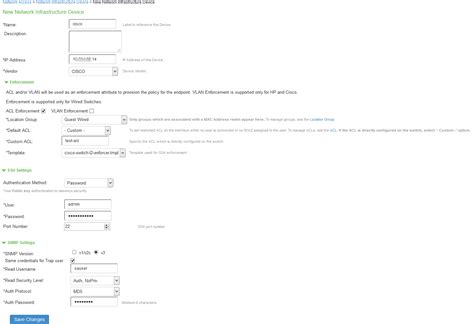 configuring snmp policy enforcement through templates using acl vlan