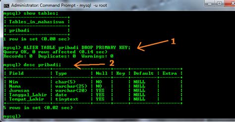tutorial menghapus primary key dan menghapus kolom tabel mysql dengan