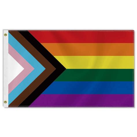 Large Progress Pride Flag 3x5 Ft Lgbtq Rainbow 75d Outdoor Banner