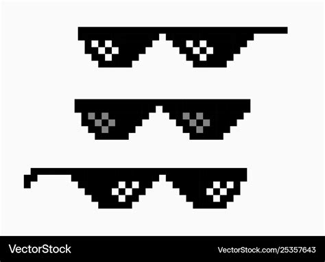 Thug Life Meme Pixel Glasses Icon Sunglasses Hip Vector Image