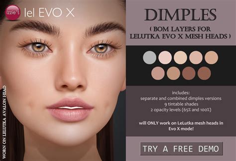 Second Life Marketplace Izzies Demo Dimples Lelutka Evo X