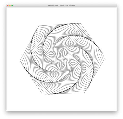 hexagon spiral with python and turtle source code
