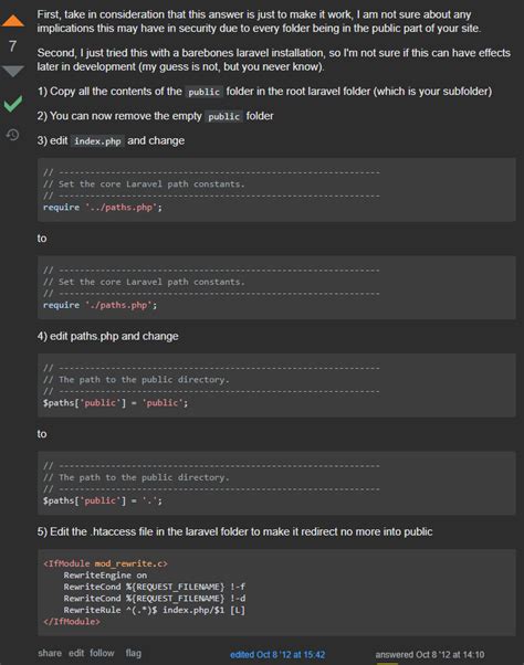 laravel laravel 5 install into subfolder