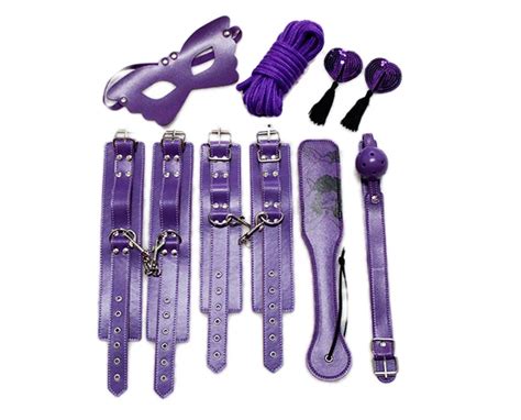 Purple Temperament Sex Toys Adults Product Sex 7 Piece Set Restraints