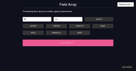 react hook form usefieldarray codesandbox