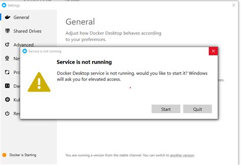 windows 10 professional docker service unfortunately stops stack