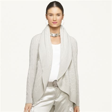 Lyst Ralph Lauren Black Label Cashmere Cable Circle Cardigan In Metallic