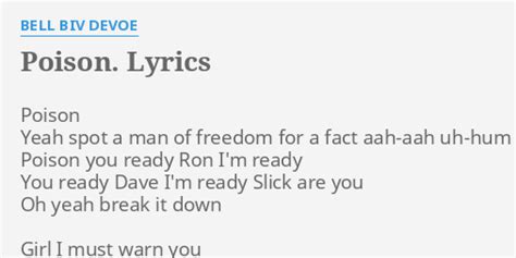 Poison Lyrics By Bell Biv Devoe Poison Yeah Spot A