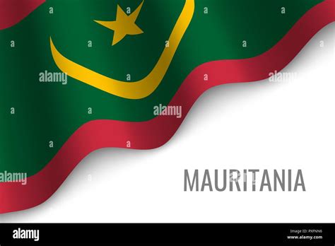 Waving Flag Of Mauritania With Copyspace Template For Brochure Vector