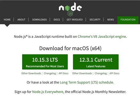 how to install node js on mac os