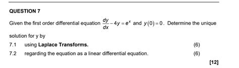 Solved Given The First Order Differential Equation