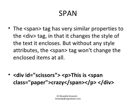 span and div tags in html