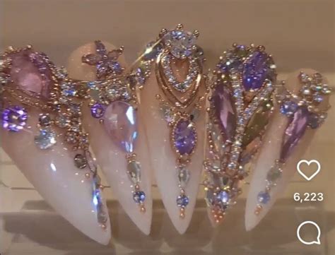 Gem Nails Bling Nails Dope Nails Rhinestone Nails Pretty Gel Nails