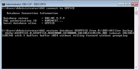ibm db2 backup restore on windows db2 version 9 7 stack overflow