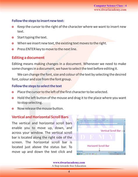 class 4 computer science chapter 7 exploring ms word