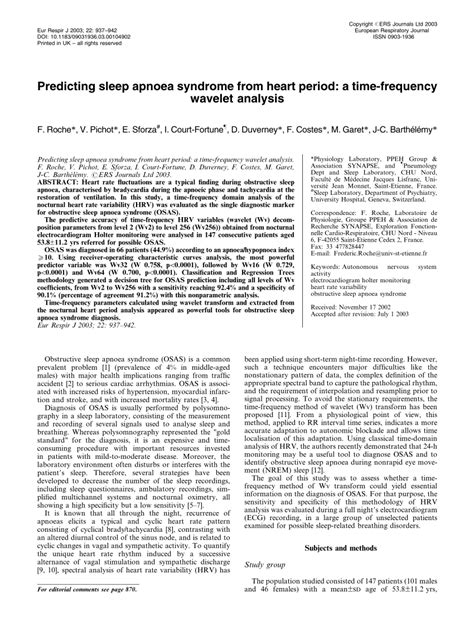 Pdf Predicting Sleep Apnoea Syndrome From Heart Period A Time
