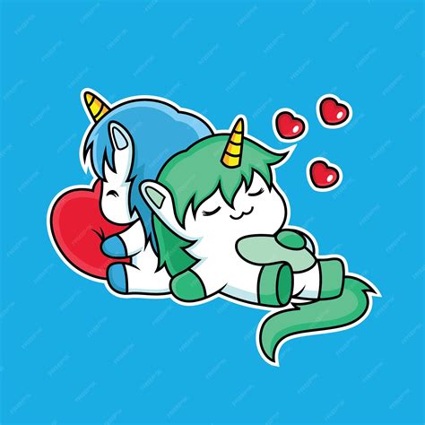 Premium Vector Cute Unicorns Are Sleeping With Love
