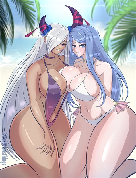 Rule 34 2girls Alternate Costume Asymmetrical Docking Beach Bikini