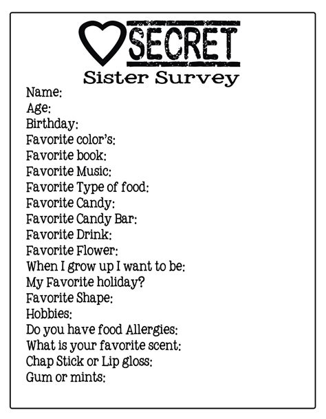 Autumn Bennett Secret Sister Survey
