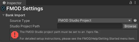 fmod for unity settings