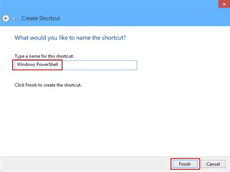 how to create a windows powershell shortcut on windows 10 desktop