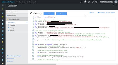 scheduling dynamics 365 workflows with azure functions and node js