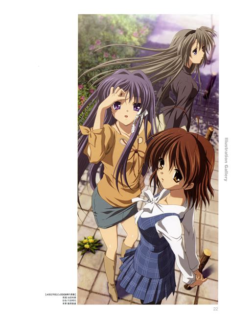Safebooru 3girls Arms Behind Back Casual Clothes Clannad Fujibayashi
