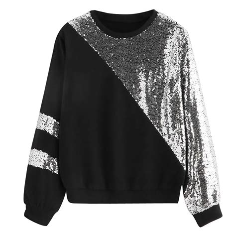 Buy Sexy Sequin Tops Women Casual Long Sleeve Cut And