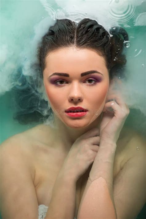 Brunette Wonderful Girl Typing Response Stock Image Image Of Mood