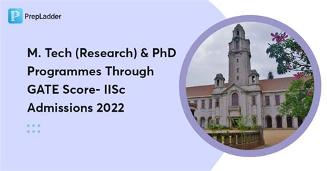 M Tech Research And Phd Programmes Through Gate Score Iisc Admissions 2022