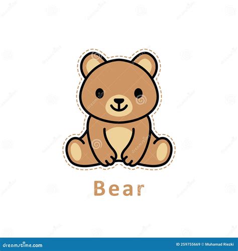 Cute Brown Bear Cartoon Standing Teddy Bear Vector Illustration Stock