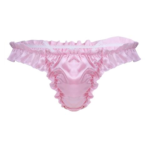 Buy Chictry Mens Shiny Satin Ruffled Frilly Sissy Thong Flutter