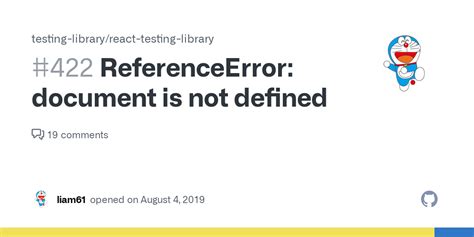 referenceerror document is not defined · issue 422 · testing library