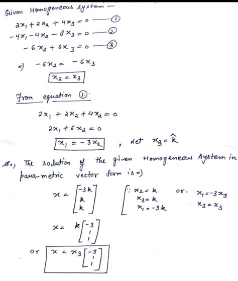 write the solution set of the given homogeneous system in parametric