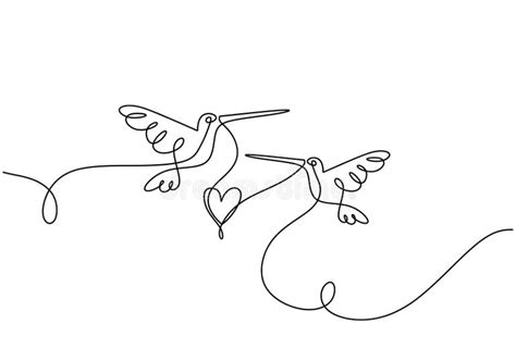 Continuous Line Drawing Hummingbird Stock Illustrations 268