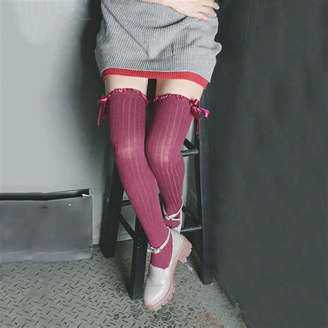 Fasbys 7 Style 1 Pair Cotton Bowknot Sexy Girl Women High Over The Knee
