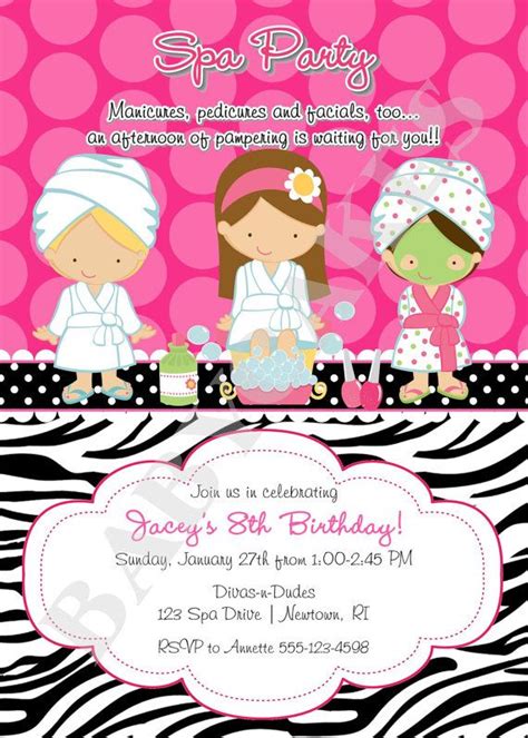 Spa Party Invitation Diy Print Your Own Choose Your Girls