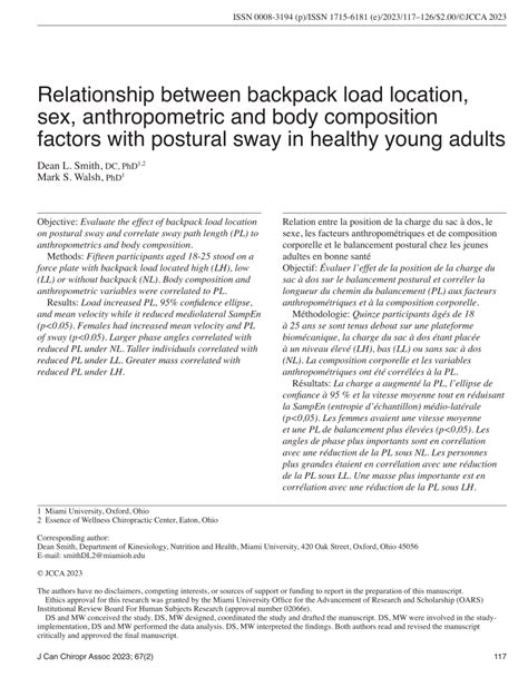 Pdf Relationship Between Backpack Load Location Sex Anthropometric