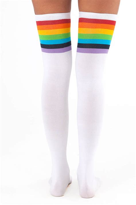Over The Rainbow Thigh High Socks In White 18 Tobi Us