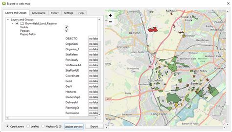 creating a web map using qgis2web xyht