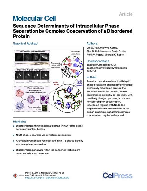 Pdf Sequence Determinants Of Intracellular Phase Evolve Harvard