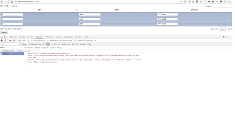 sql laravel 5 4 and datatables ajax saving posting data