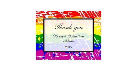 Gay Rainbow Freedom Flag Fun Wedding Thank You Postcard Zazzle