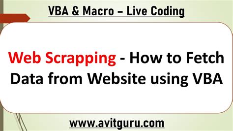 web scrapping how to fetch data from website using vba youtube