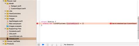 the error of use of undeclared type customobject in swift ios