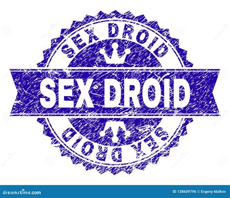 Scratched Textured Sex Droid Stamp Seal With Ribbon Stock Vector