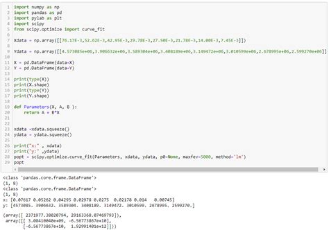 python 3 x curve fit with dataframes typeerror improper input stack