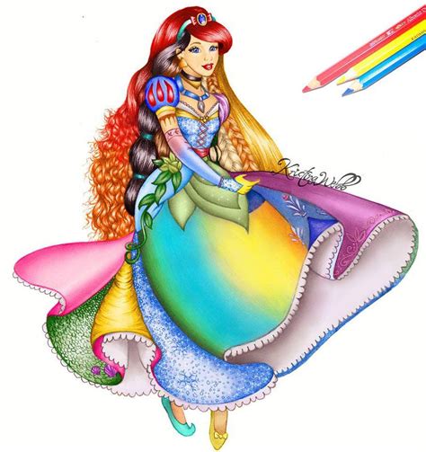 Beautiful Princess Drawing With Colour Janene Dunbar On Behance Disney