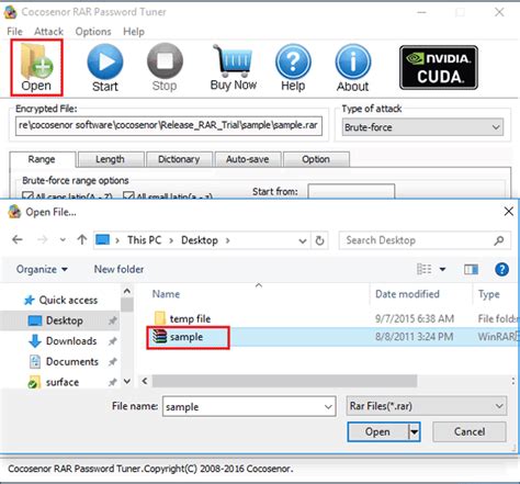 unlock password protected rar file with rar password tuner