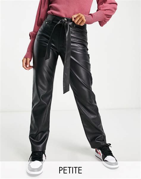 River Island Faux Leather Straight Leg Trouser In Black Lyst